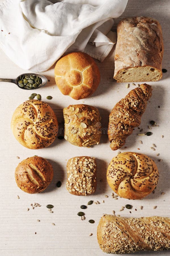 Mixed Bread in a Basket on White Background Stock Photo - Image of ...
