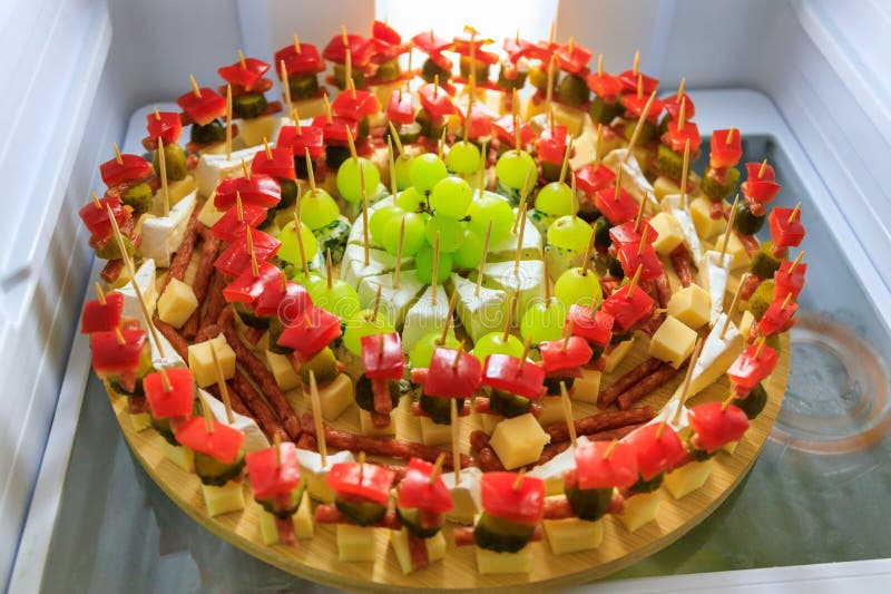 Selection of the Party Snacks on a Board Stock Photo - Image of ...