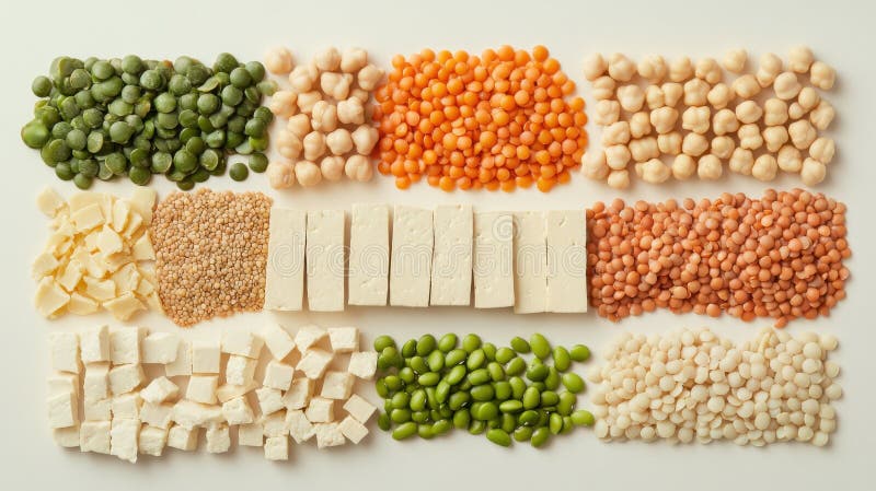 Selection of Plant-Based Protein Sources on Light Digital Stock Image ...