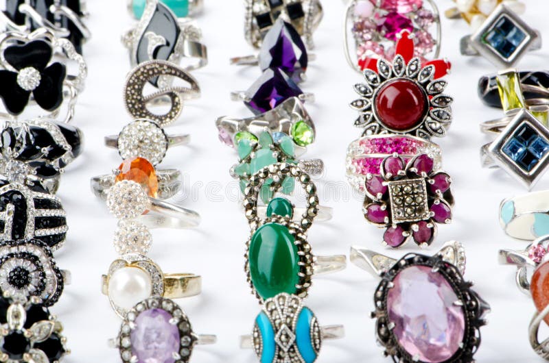 Selection of Precious Rings Stock Photo - Image of aquamarine ...