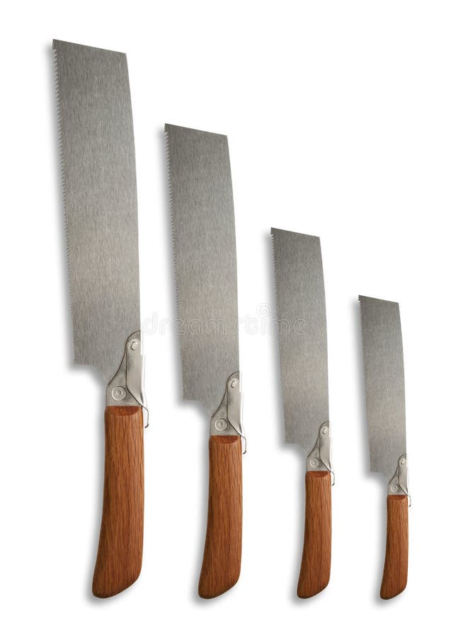 A Selection of Precision Carpentry Hand Saws on a White Backdrop Stock ...