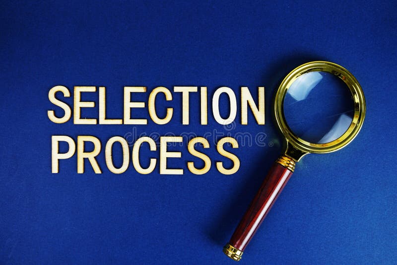 Selection Process Alphabet Letters with Magnifying Glass on Navy Blue ...