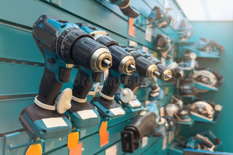 Selection and Purchase of Power Tools. Cordless Drills of Different ...