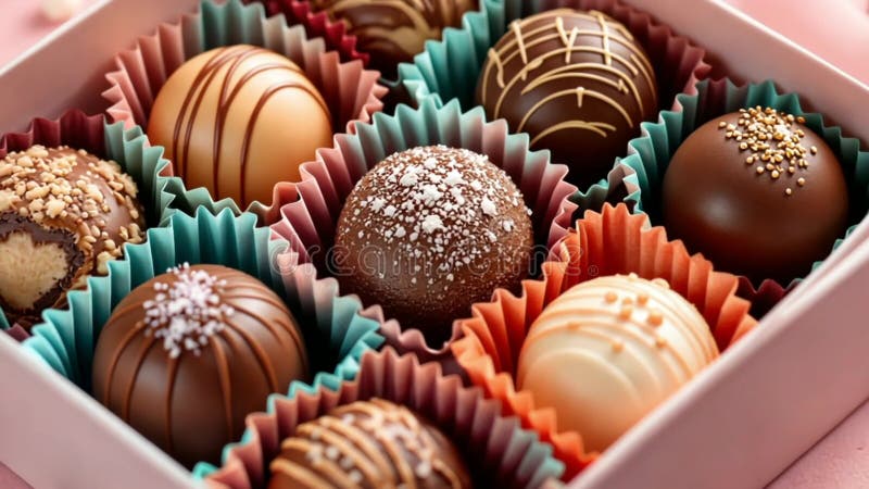 A Selection of Rich Chocolate Pralines in a Beautifully Packaged Box ...