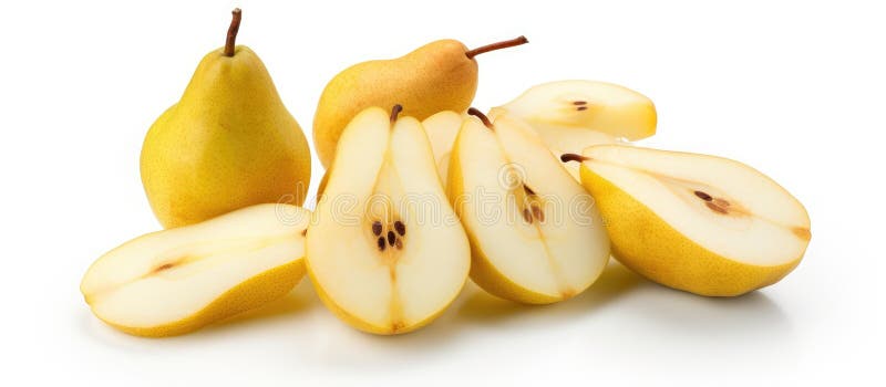 Yellow Pears Sliced on White Backdrop, a Natural Fruit Ingredient Stock ...