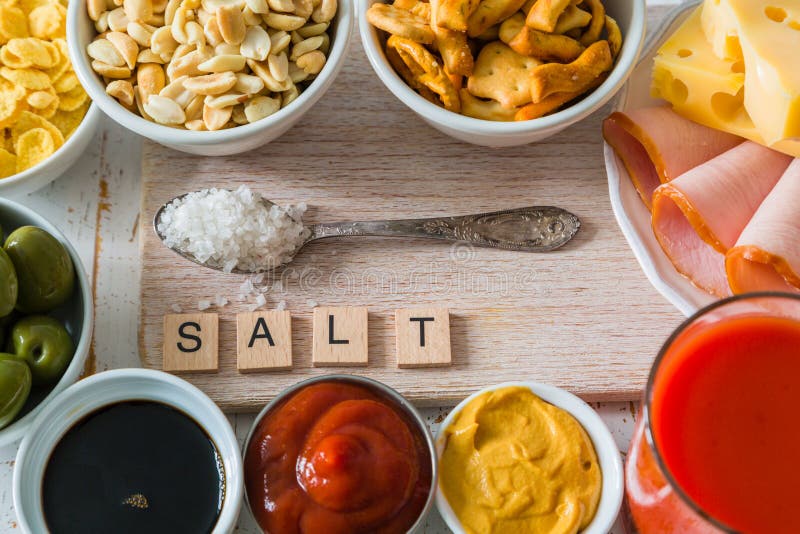 Selection of Salt High in Salt Stock Photo - Image of nutrition, diet ...