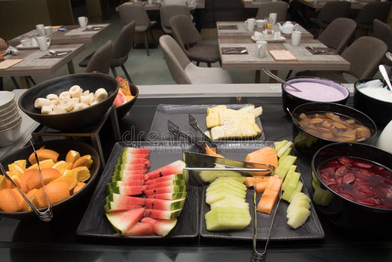 Selection of Self Service Catering Continental Breakfast Buffet Display ...