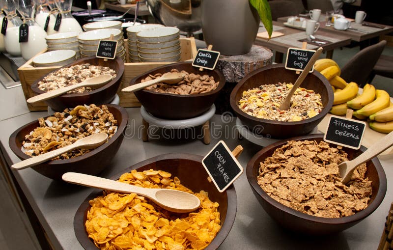 Selection of Self Service Catering Continental Breakfast Buffet Display ...