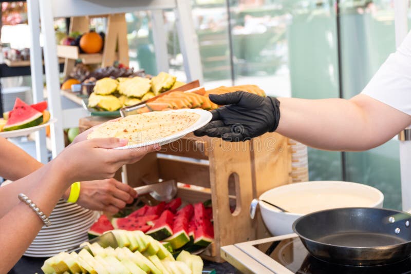 Selection of Self Service Catering Continental Breakfast Buffet Display ...