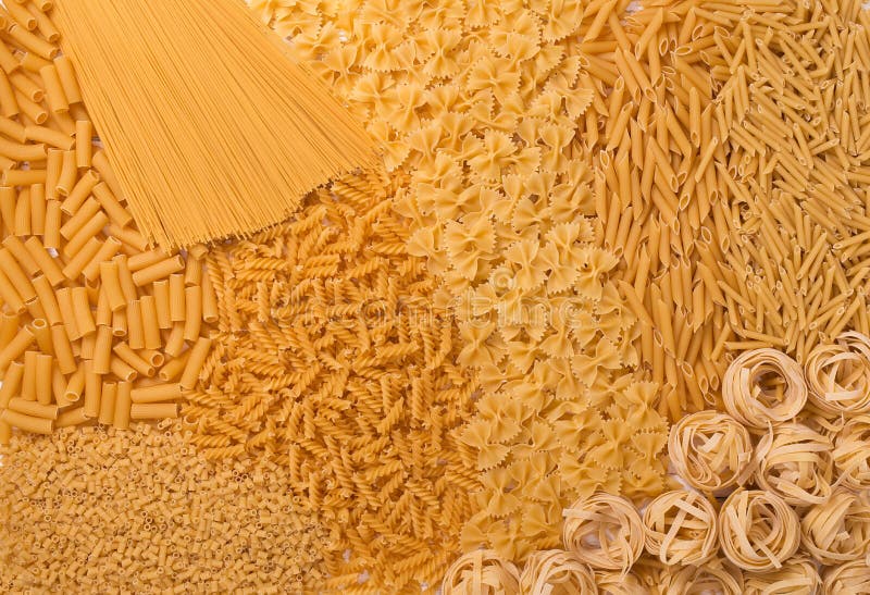Selection Set of Pasta Texture, Variety Macaroni Background Stock Photo ...