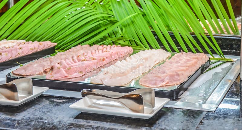 A Selection of Sliced Sausage and Ham Prepared for Breakfast at the ...