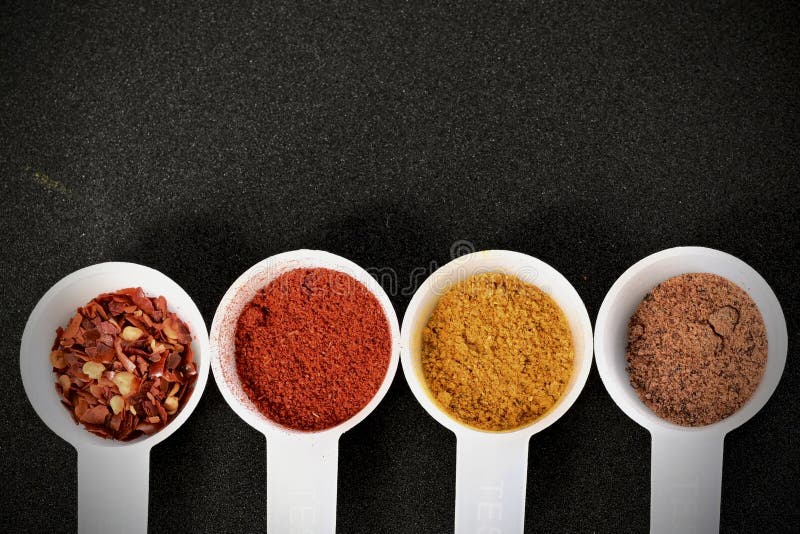 Selection of Spices Set in Order Ready for Cooking. Stock Photo - Image ...