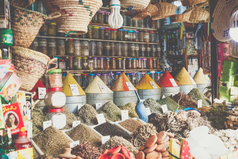 Moroccan Souk Crafts Souvenirs in Medina, Essaouira, Morocco Stock ...