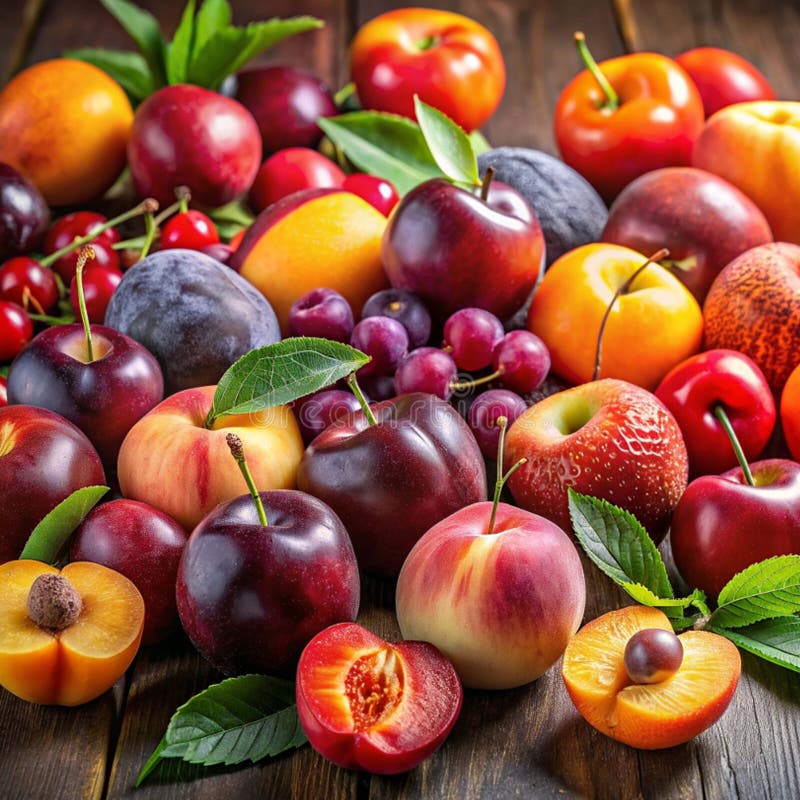 A Selection of Stone Fruits Including Peaches, Plums, and Cherries ...