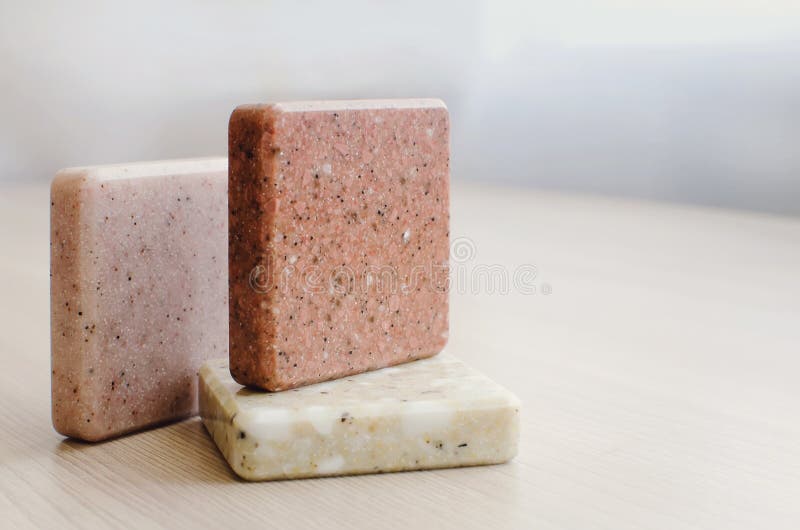 Selection of Stone Samples for Countertops and Floors. Pieces of ...