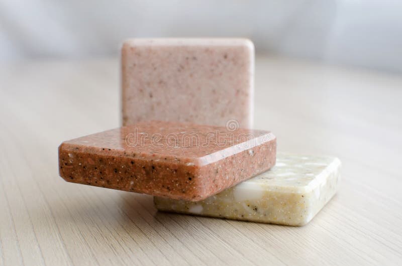 Selection of Stone Samples for Countertops and Floors. Pieces of ...