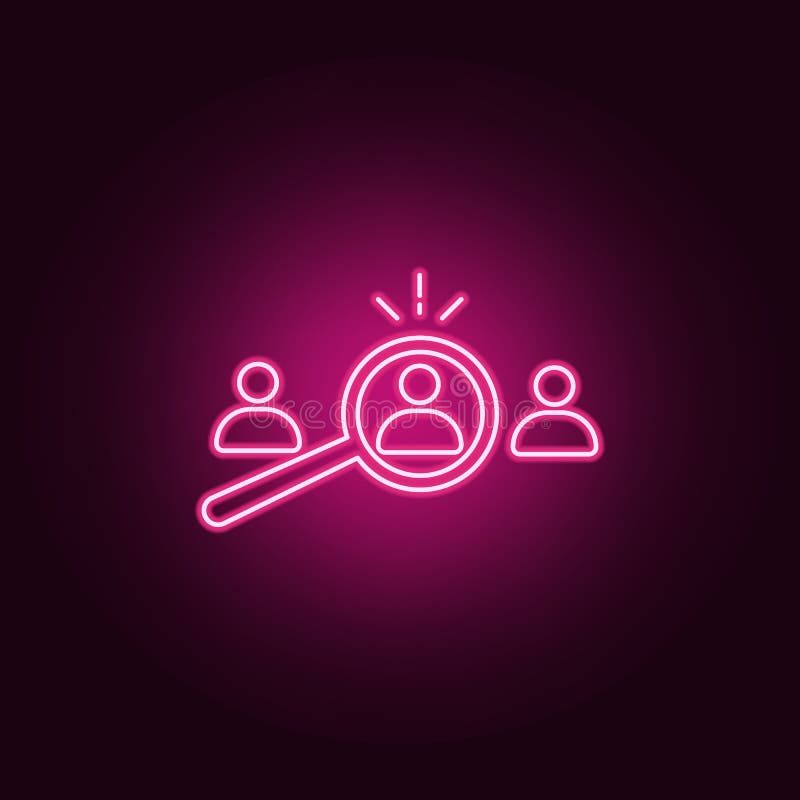 Selection of Suitable Candidate Icon. Elements of Interview in Neon ...