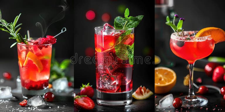 A Selection of Three Different Types of Cocktails on a Table. Perfect ...