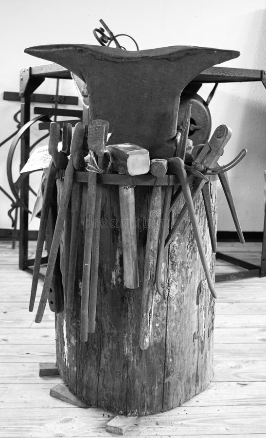 Selection of Tools in Blacksmith`s Shop.blacksmith`s Tools in an Old ...