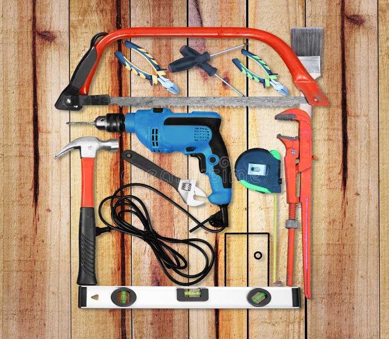 Selection of Tools in the Shape Stock Illustration - Illustration of ...