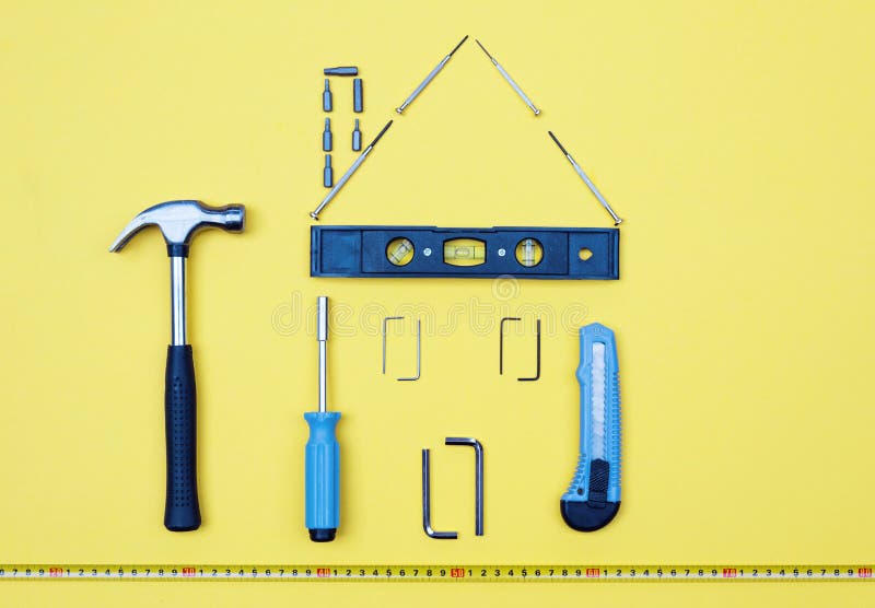 Tools in Shape of H for Home Improvement Stock Image - Image of knife ...