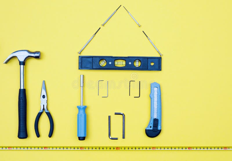 Selection of Tools in the Shape of a House. Stock Image - Image of ...