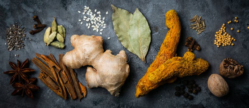 Selection of Traditional Indian Spices Stock Image - Image of table ...