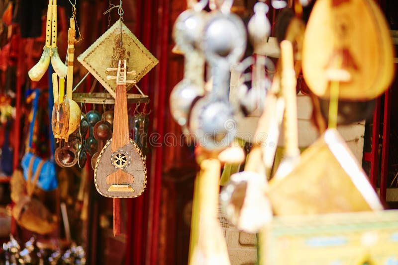 Selection of Traditional Musical Instruments on Moroccan Market Stock ...