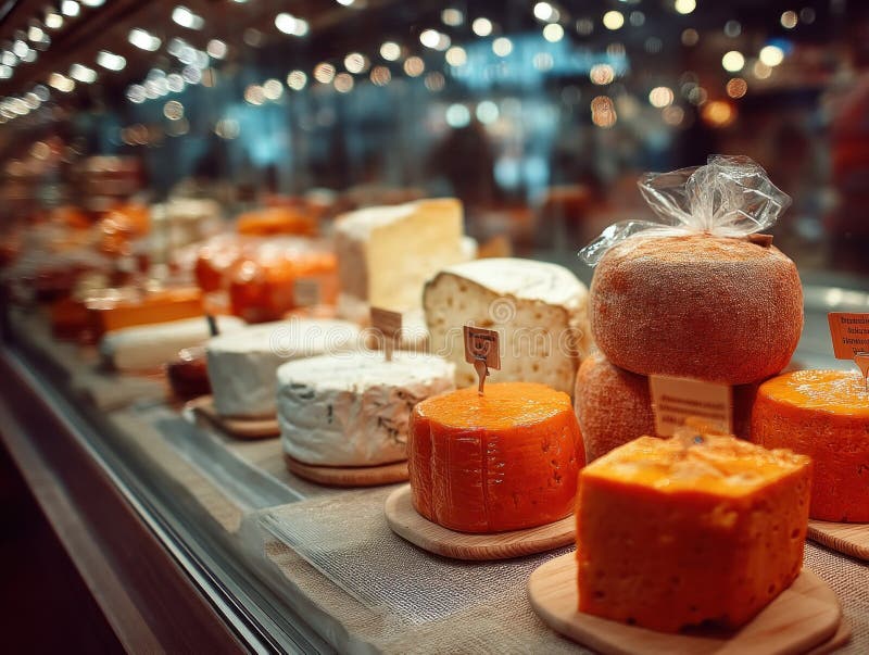 A Selection of Various Cheese Types on Display Stock Photo - Image of ...