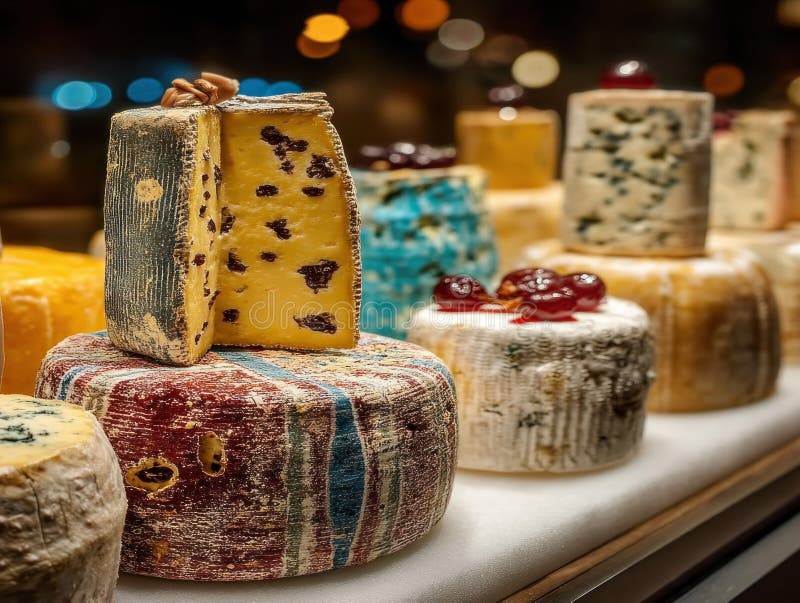 A Selection of Various Cheese Types on Display Stock Photo - Image of ...