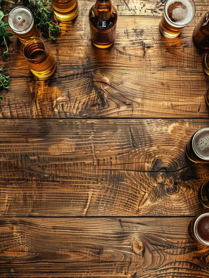 Selection of Various Pilsner Beers on a Wooden Table, Tasting Event ...