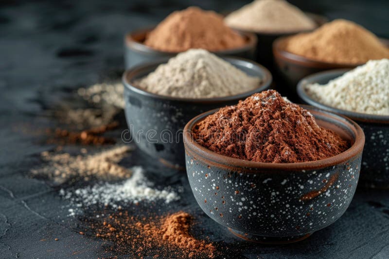 A Selection of Various Powders Filled in Bowls, Great for Illustration ...