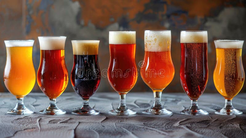A Selection of Various Types of Beer in Glasses, Highlighting the ...