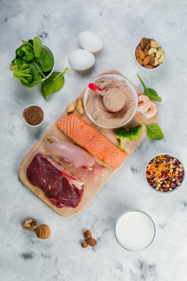 Selection on Vegetarian and Animal Origin Protein Sources Stock Image ...