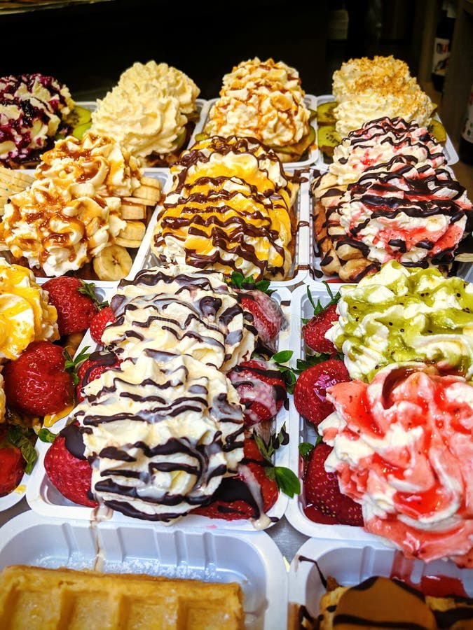 A Selection of Waffle Desserts Stock Image - Image of breakfast, plant ...