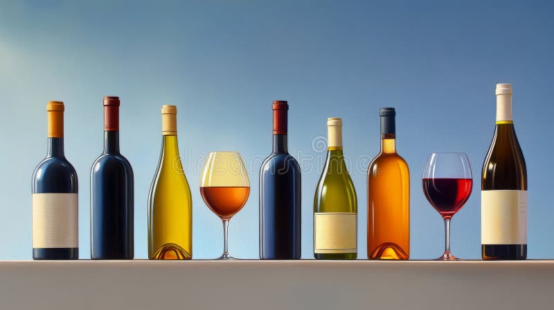 A Selection of Wine Bottles Showcasing Different Varieties and Colors ...