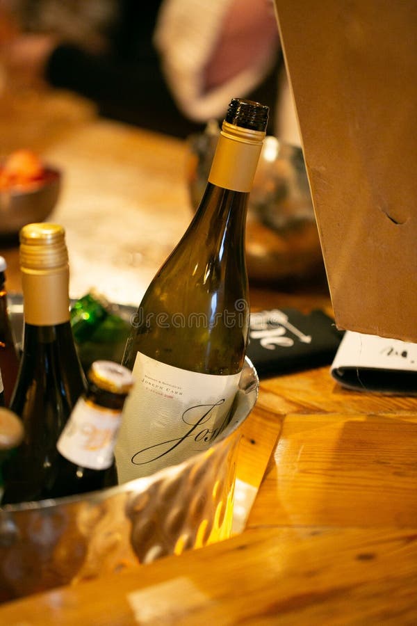 Selection of Wines Displayed in a Metal Container Editorial Stock Image ...