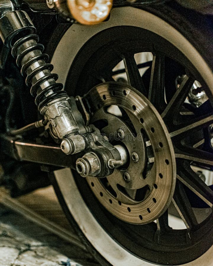 Selective of a Black Cool Motorcycle Wheel Stock Image - Image of front ...