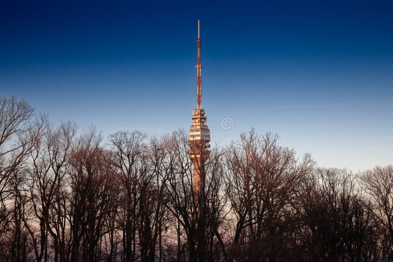 Selective Blur on Avala Tower, or Avala Toranj, Seen from Below at Dusk ...