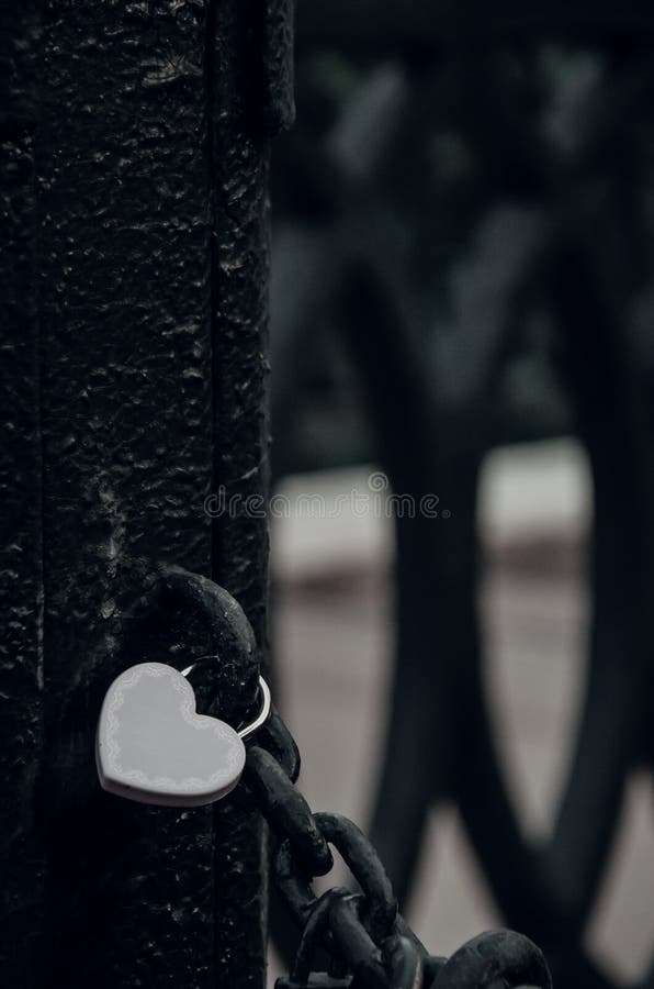 Selective Closeup of a Heart-shaped Padlock on a Gate Stock Image ...