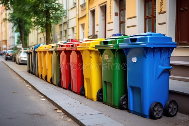 Selective Collection of Garbage Colored Containers Stock Image - Image ...