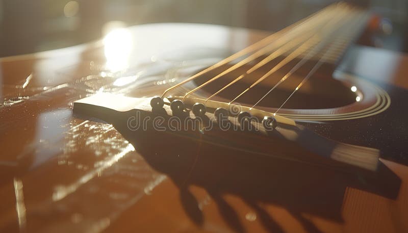 Selective Focus of Acoustic Six String Guitar Sound Hole and Phosphor Bronze Strings Stock Photo ...