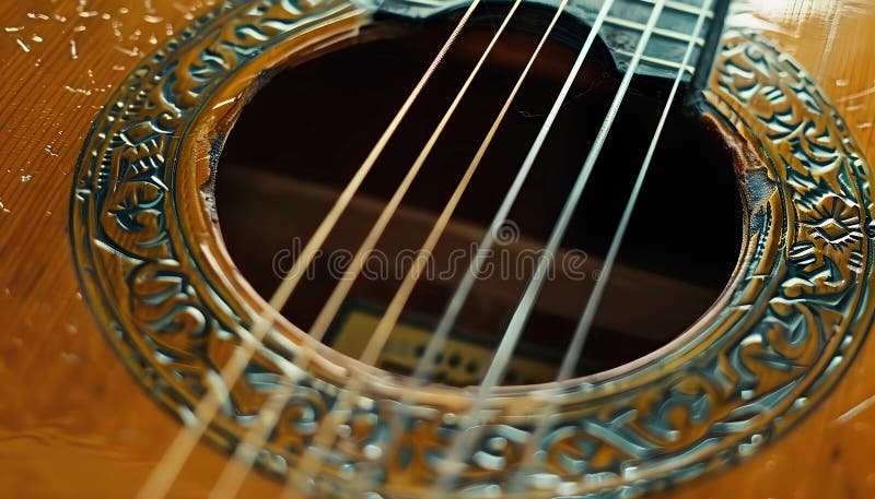 Selective Focus of Acoustic Six String Guitar Sound Hole and Phosphor ...