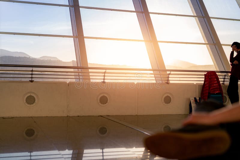 Selective Focus on Air Duct Inside the Airport Building. Air Flow and ...