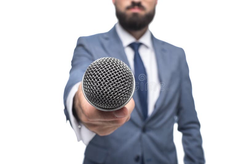 Selective Focus of Anchorman Taking Interview Stock Image - Image of ...
