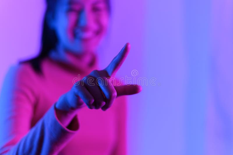 Selective Focus of an Asian Girl S Finger Pointing To a Side Stock ...
