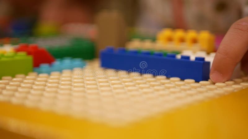 Selective Focus of Baby`s Hands Playing Interlocking Bricks / Blocks ...