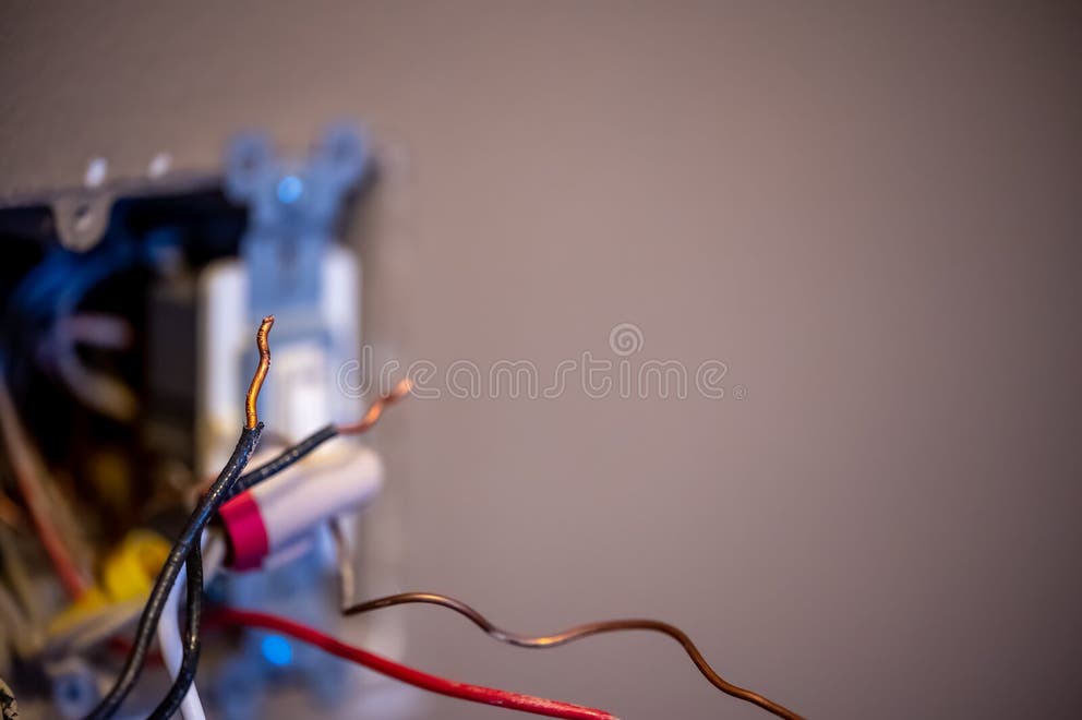 Selective Focus on Bare Wire on an Electrical Project that is a Shock ...