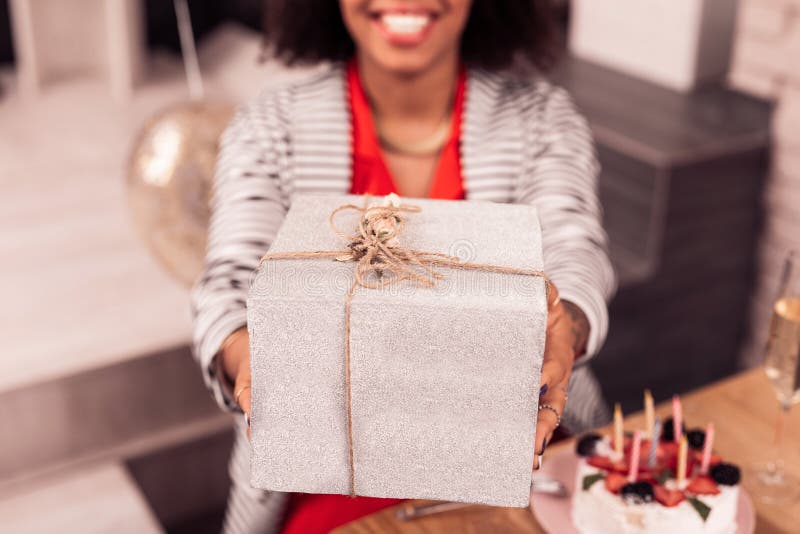 Selective Focus of a Beautiful Grey Gift Box Stock Image - Image of ...