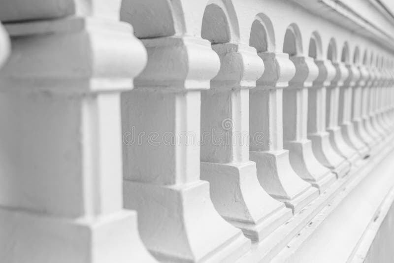 Selective Focus of Beautiful Vintage White Concrete Balcony Railing ...